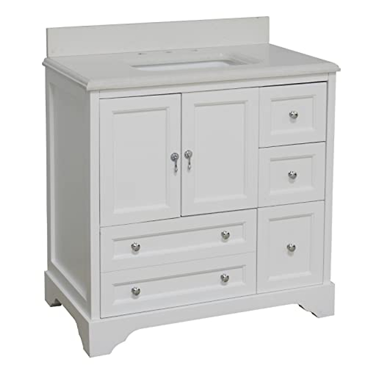 Madison 36-inch Bathroom Vanity (Quartz/White): Includes White Cabinet with Stunning Quartz Countertop and White Ceramic Sink