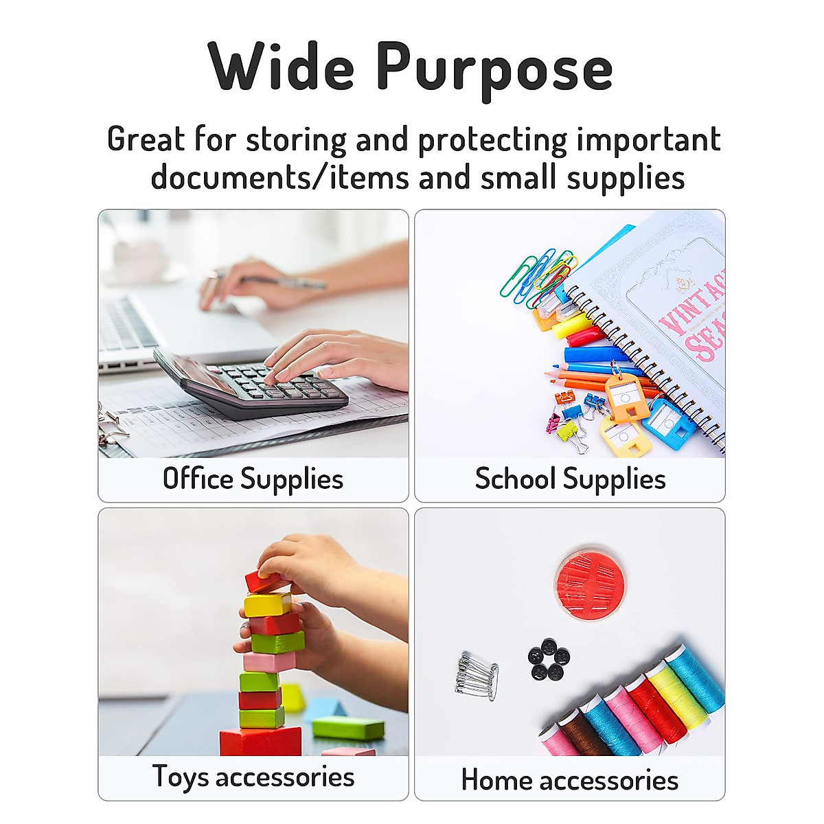 Forvencer Binder Pocket, 10 Pack Super Heavyweight Poly Binder Pocket with Hook and Loop Closure, Binder Folders Side Loading, 3 Ring Binder Pocket, Letter Size, Assorted Colors