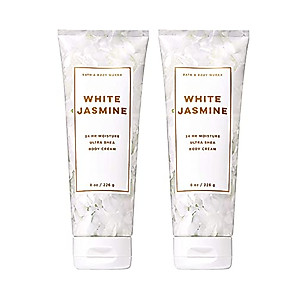 Bath and Body Works White Jasmine 2 Pack Ultra Shea Body Cream 8 Oz. (White Jasmine)