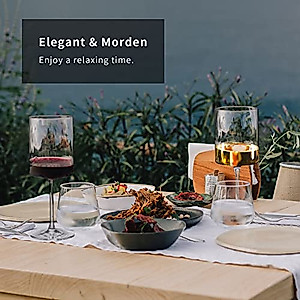 SANZO Square Wine Glasses Set 4, Wine Glasses 15oz, Elegant Design White Wine Glasses, Red Wine Glasses Set for Home Bar Party (4pcs)