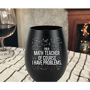 Valentines Day Gifts for Math Teacher, Math Teacher Funny Wine Glass Gift Set, Math Teacher Must Haves