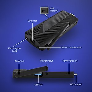 AZULLE Access4 Pro Mini PC Stick with Windows 11 Pro, 4GB/64GB – Business & Home, Video Powerful Portable Computer with Ethernet Port – Gemini Lake J4125 Processor