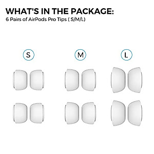 AhaStyle AirPods Pro 2 Replacement Ear Tips with Noise Reduction Hole【Fit in The Charging Case】 6 Pairs Compatible with Apple AirPods Pro 2019 & AirPods Pro 2 2022