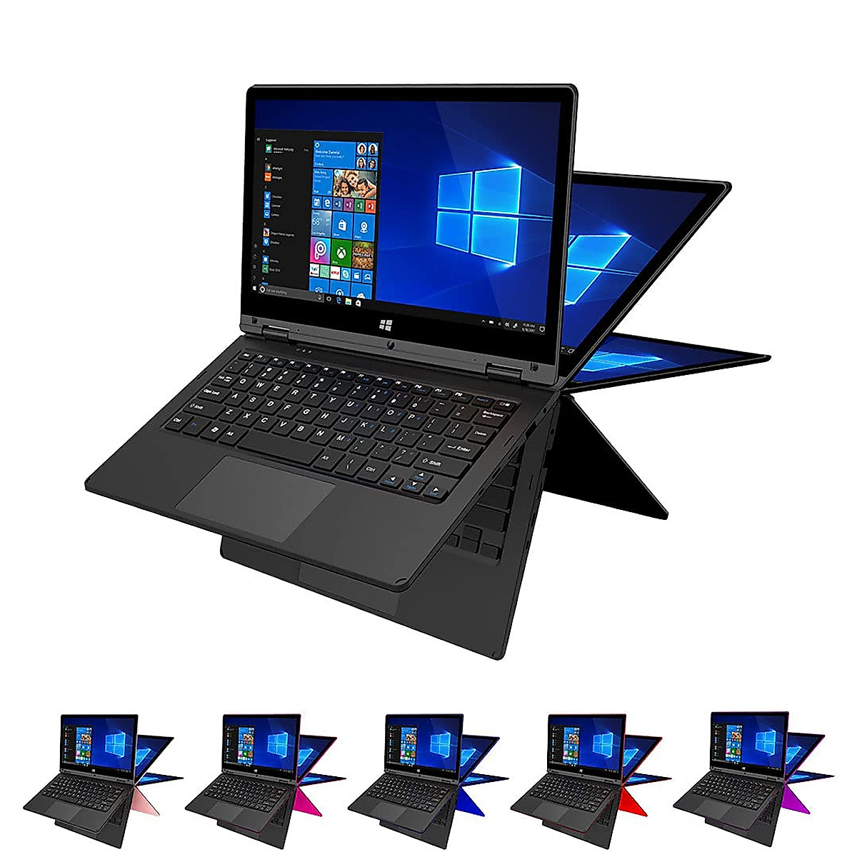 Ematic 11.6" Convertible Touchscreen Laptop with Windows 10 S, 2GB RAM, 32GB Storage, Black (EWT127BL)