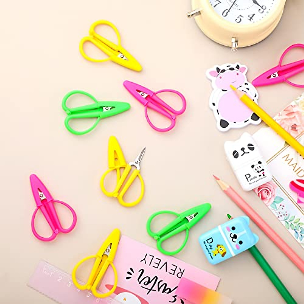 18 Pcs Mini Scissors Thread Tiny Scissors Colorful Travel Scissors Sewing Small Scissors 2.56 x 1.65 Inch Embroidery Craft Scissors with Cover, 3 Colors