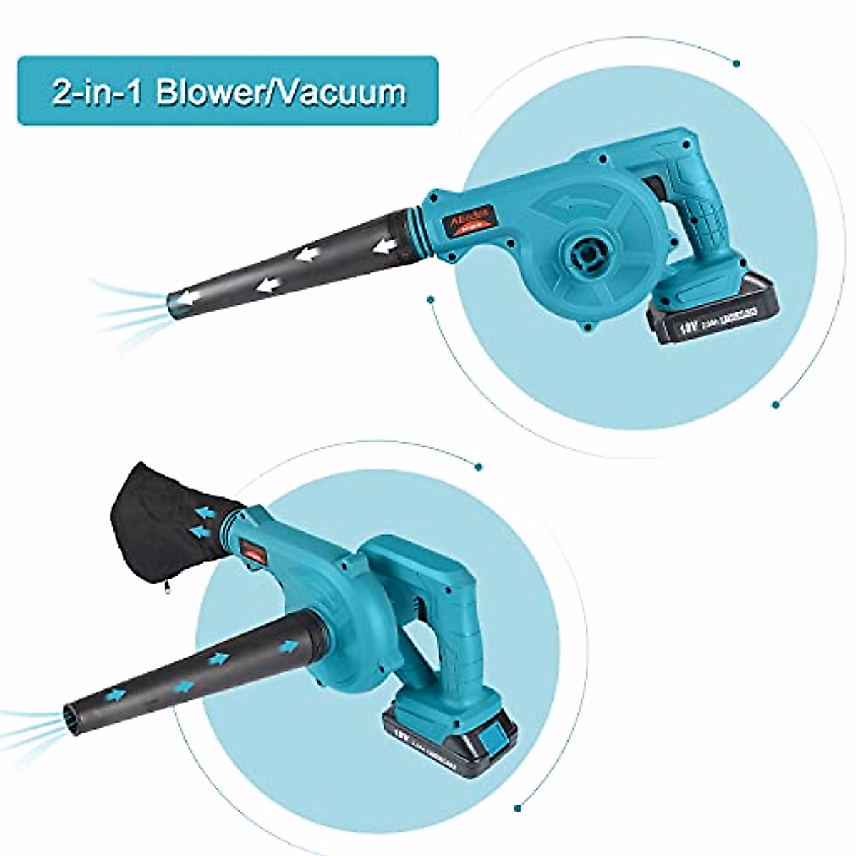 Abeden Cordless Leaf Blower with 2 X 2.0 Battery & Charger,2-in-1 Electric Handheld Sweeper/Vacuum,Battery Powered Leaf Blower for Snow Blowing & Yard Cleaning