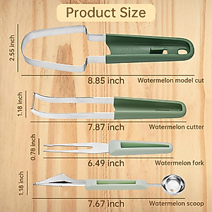 4 -in-1 Watermelon Fork Slicer Cutter,Melon Ball Scoop,Stainless Steel Watermelon Popsicle Cutter Watermelon Cutter Slicer Tool Melon Cutter Knife Portability Fruit Fork for Camping Kitchen Gadgets