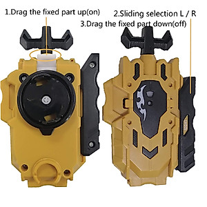 Speder Bey Gyro Blades Launcher and Grip, Light Sparking Battling Burst String Launcher Gyro Left&Right LR Spin Top Compatible with All Bey Burst Series Battling (Gold)