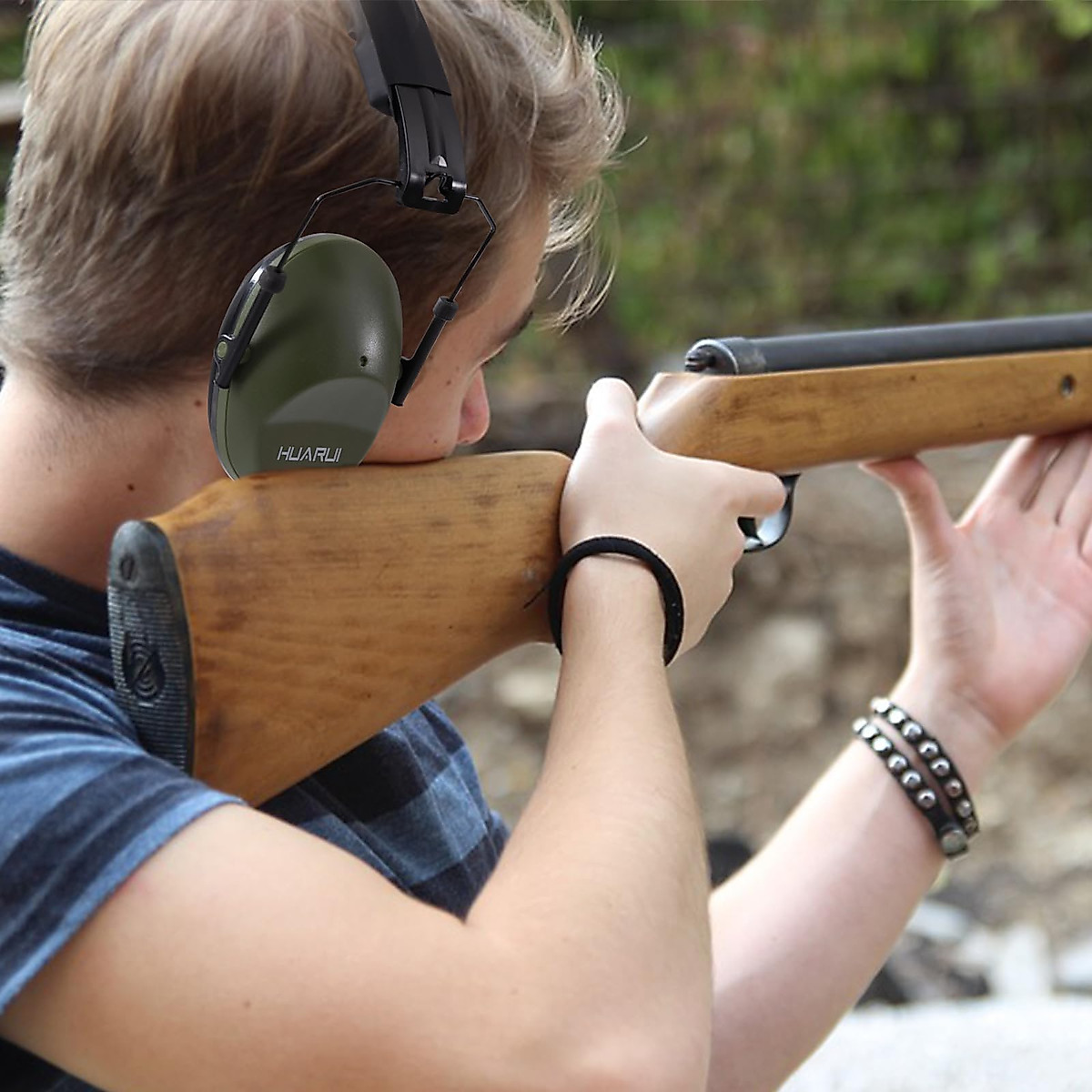 HUARUI Noise Canceling Ear Muffs, Shooting Ear Muffs,Shooters Ear Protection (Green)