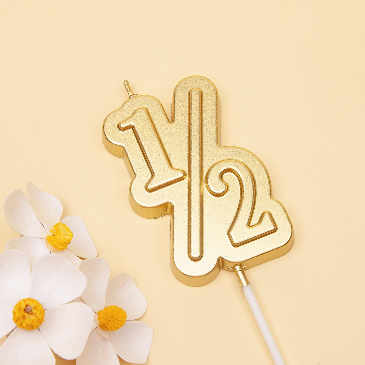 PHD CAKE 2.76 Inch Large 1/2 Gold Number Birthday Candles, Number Candles, Cake Number Candles, Party Celebration