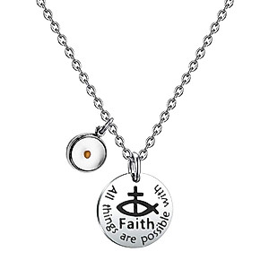 With Faith All Things are Possible Mustard Seed Necklace Christian Faith Gift (necklace)