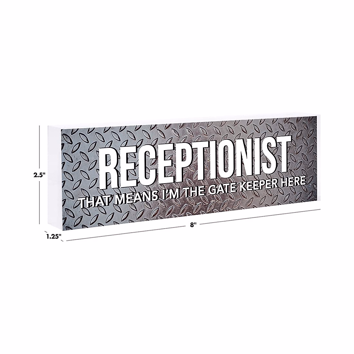Andaz Press Funny Office Desk Plate, Gate Keeper Acrylic Plate for Home, Desk, Front Desk Receptionist, Secretary, Work, Co-Worker, Funny Nameplate Sign Decorations for Men Women, 8" X 2.5"