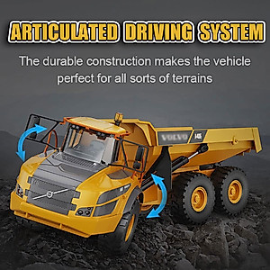 ZRYYWAN 1/20 Large 23IN Electric Remote Control Dump Truck A40G, 2.4G Simulated Acoustic-Optical RC Engineering Vehicle Model Transport Vehicle, 6-Wheel Lifting Bucket Construction Truck