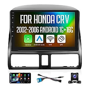 Android Car Stereo Radio with CarPlay Android Auto for Honda CRV 2002 2003 2004 2005 2006 9'' Touch Screen Bluetooth Car Radio with GPS Navigation WiFi FM/RDS Backup Camera Mic(2G RAM+32G ROM)