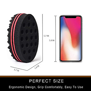 BIGEDDIE Big Holes Sponge for Hair, Twist Sponge, Magic Sponge Brush, Afro Hair Sponge for Curls with 6.29 Inch Free Hair Pick Comb (2 PACK)