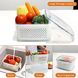 5 Pack Fruit Storage Containers for Fridge: Large Produce Containers with Removable Colander, Veggie Berry Storage Containers for Refrigerator, Dishwasher & Microwave Safe Keep Vegetable Food Fresh