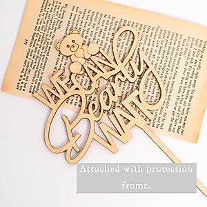 ZAIBIANHAO We Can Bearly Wait Cake Topper,Bear Cake Decorations, We Can Bearly Wait Wooden Cake Topper for Baby Shower Party Supplies,Gender Reveal Party Supplies (Bearly Cake Topper)