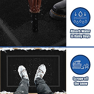 36"x24" Large Front Door Mat Outside Entrance Indoor Doormat, Waterproof All-Season All-Weather Entryway Mat, Natural Rubber Outdoor Doormats, Trap Dirt Moisture Back Door Mat for Patio Porch, Black