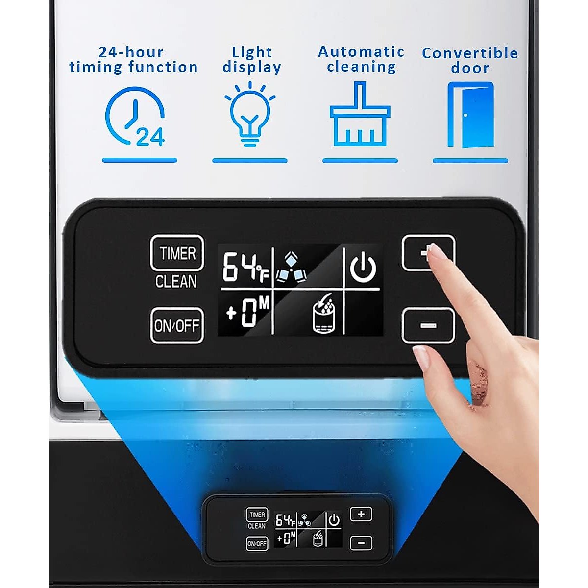 Joy Pebble Commercial Cube Ice Maker，Built-in Ice Maker Machine, 80lbs/Day, 40 Ice Cubes/Cycle, Reversible Door, Drain Pump, 24H Timer & Self-Cleaning, Under Counter Ice Cube Machine for Home, Black
