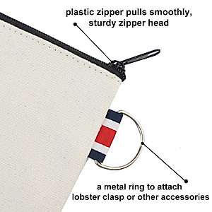 Aspire 6-Pack Canvas Pouches with Metal Ring, DIY Craft Storage Bags, 6 x 4 Inch - Natural