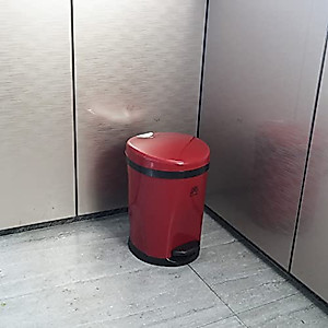 Anbers Pedal Step Garbage Can with Lid, 6 L Plastic Trash Can, Red
