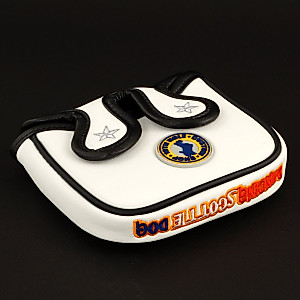 US Flag Dancing Scottie Dog High-MOI Mallet Putter Headcover, White, Golf Head Cover