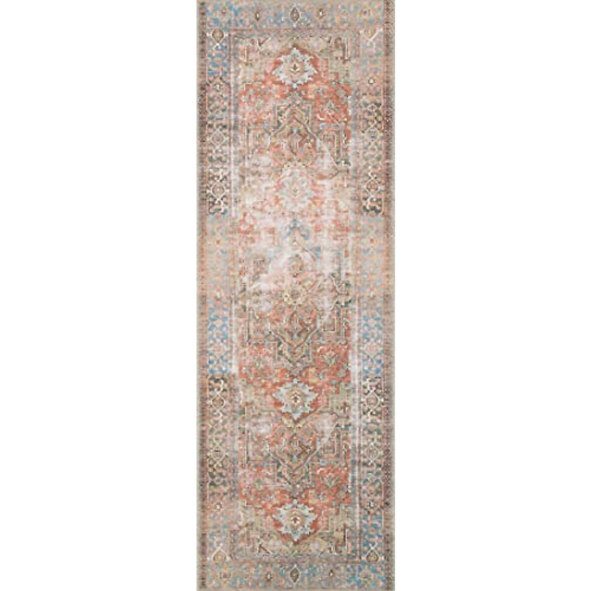 Loloi II Loren Collection LQ-15 Terracotta/Sky, Traditional 7'-6" x 9'-6" Area Rug