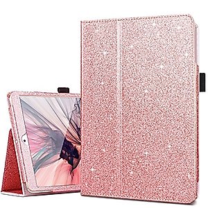 Fingic for iPad Mini 5 Case 2019, iPad Mini 1 2 3 Case with Pencil Holder Glitter Sparkle PU Leather Folio Stand Protective Cover with Auto Sleep/Wake for iPad Mini 5/3/2/1, Rose Gold