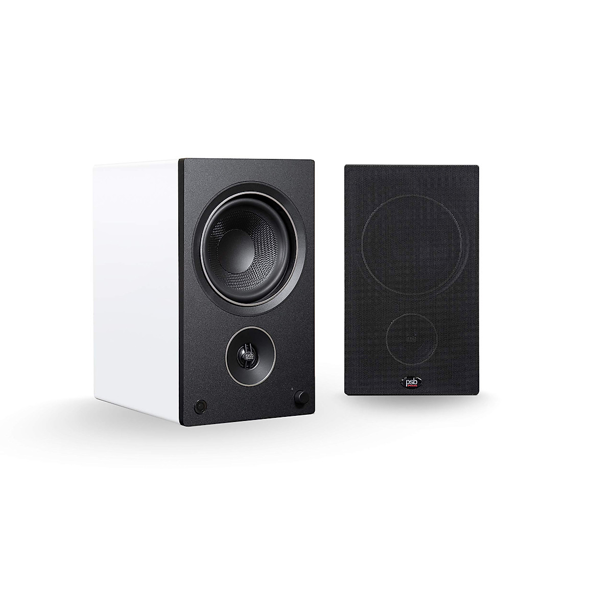 PSB Speakers AM5 Powered Bookshelf Speakers with Bluetooth and Phono Preamp - White