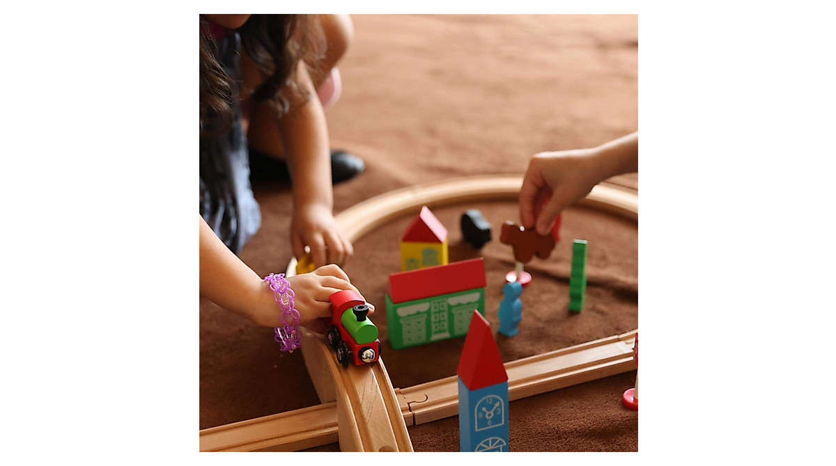 SainSmart Jr. Wooden Train Set for Toddler Fun