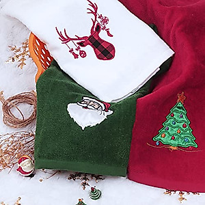 HEYPRIIL Large Christmas Hand Towels, 100% Cotton Christmas Kitchen Towels Dish Towels, Ultra Absorbent Drying Towels Set Gift for Bathroom, 25 x 16 Inches