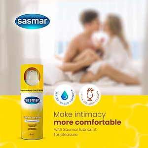 Sasmar Pina Colada Flavored Lubricant - Water-Based Personal Lube for Men, Women - Feels Natural, Long Lasting Formula, Paraben Free, Toy-Friendly and Condom Safe, Oral Lubricant for Couples - 60 ml