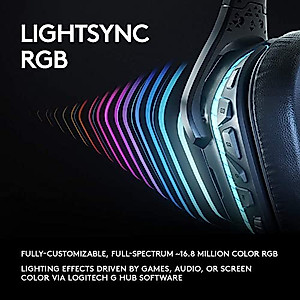 Logitech G935 Wireless DTS:X 7.1 Surround Sound LIGHTSYNC RGB PC Gaming Headset - Black, Blue (Renewed)