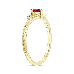Takar Elegant 14k Gold, Diamond and Rose Gold Genuine Oval Ruby Stackable Ring Genuine Birthstone Ring, 14k Yellow GOLD Red gemstone ring for women. Gold stacking rings for Female MADE IN USA.