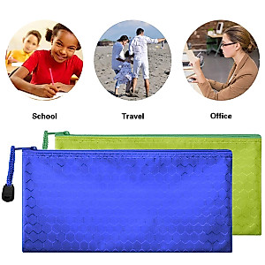 Sailing-go 6 Pieces 6 Colors Zipper Waterproof Bag Pencil Pouch for Cosmetic Makeup Bills Office Supplies Travel Accessories and Daily Household Supplies