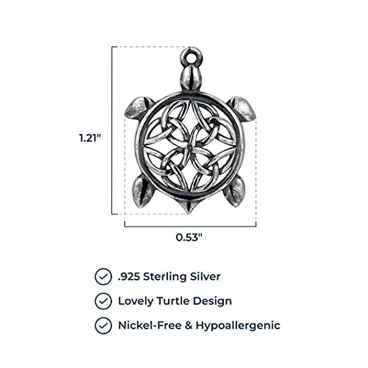 MORGAN & PAIGE Silver Turtle Celtic Knot Dangle Earrings for Women - 925 Sterling Silver Drop Earring Design, Lightweight and Hypoallergenic for Sensitive Ears with Secure Clasp