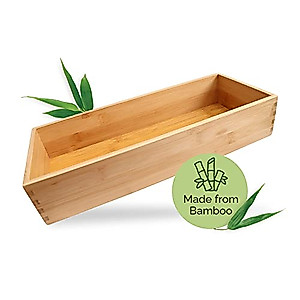 JUJO Bambooware - Bamboo Bathroom Tray, Bathroom Tray Organizer Bamboo Bathroom Accessories, Waterproof Vanity Tray, Bathroom Trays for Toiletries, Perfume, and More, Large, 15 x 6 x 3 in, Natural