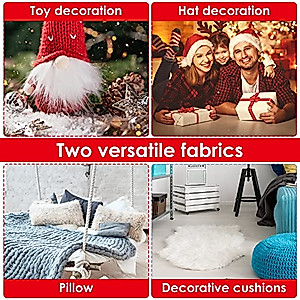 Lusofie 5Pcs White Fur Fabric 10 x 10 Inch Faux Fur Fabric Square Shaggy Fur Fabric Patches White Fur for Craft Chair Cover Seat Cushion Pad Costume Sewing Gnomes Christmas Decors