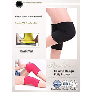 Mczone Cotton Non-Slip Soft Absorbent Knee Pad Support Brace Protector Leg Sleeve Kneelet Thickening Extended Warm for Men & Women Outdoor Sports Running Dancing Gym Yoga Fitness, 1 Pair (Black)