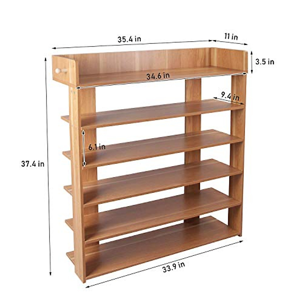 Elevens 18 Pairs Shoe Rack with Top Shelf and Hanging Bar (Wood)