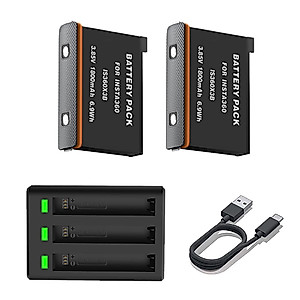 2-Pack Battery for Insta 360 X3 Camera and Charge Hub for Insta 360 X3 360 Camera 1800mAh Insta360 x3 Battery