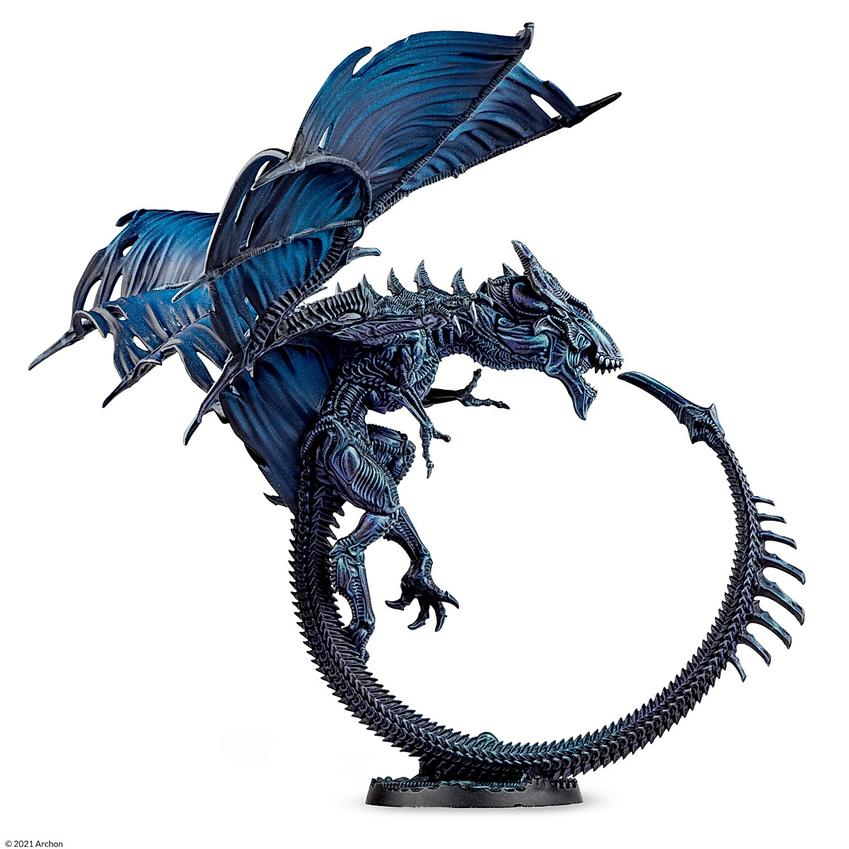 Dungeons & Lasers Xenodragon Dragon Miniature Figure - Tall 6.2" Height (157mm) with Scenic Base - 5E Compatible for DND and Tabletop RPG Games - Highly Detailed and Unpainted - from Archon Studio