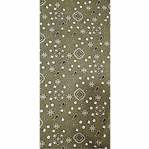 Bandana Print Poly Cotton 58 Inch Wide Fabric by The Yard (Olive Green)