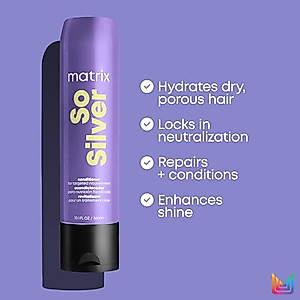 Matrix So Silver Conditioner | Deep Conditioning | Repairs Dull, Blonde & Silver Hair | Non-Color Depositing | For Color Treated Hair | For Dry, Damaged Hair | Packaging May Vary | Vegan