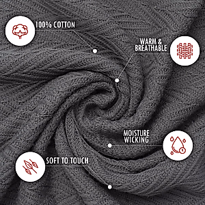 Infinitee Xclusives 100% Cotton Blanket, Queen Size 90X90, Lightweight Thermal Blanket, Soft Breathable and Cozy Blanket for All Seasons (Charcoal Gray)