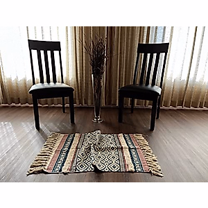 Beautifully 2'x3' Woven 3D Design Colorful Boho Cotton Small Area Fluffy Indoor Rugs for Living Room, Bedroom, Bathroom, Kitchen, Outdoor Picnic (Geometric 1)