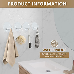 Oudbo Molartte 4-Packs Adhesive Towel Hooks, sus304 Stainless Steel Traceless Wall Hooks Bathroom or Kitchen, for Hanging Coat, hat, Towel. White