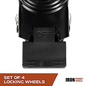 Iron Forge Tools Rolling Storage Rack Caster Wheels Heavy Duty - Set of 4 Locking Caster 3 Inch 1360 lb. Capacity for Boltless Self Locking Shelving Racks, Nylon and Steel Ball Bearing Wheels