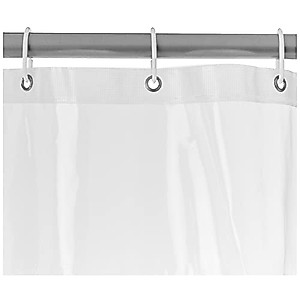 Amazon Basics 8-Gauge PEVA Shower Curtain or Liner with Mesh Storage Pockets - 72" x 72", Clear