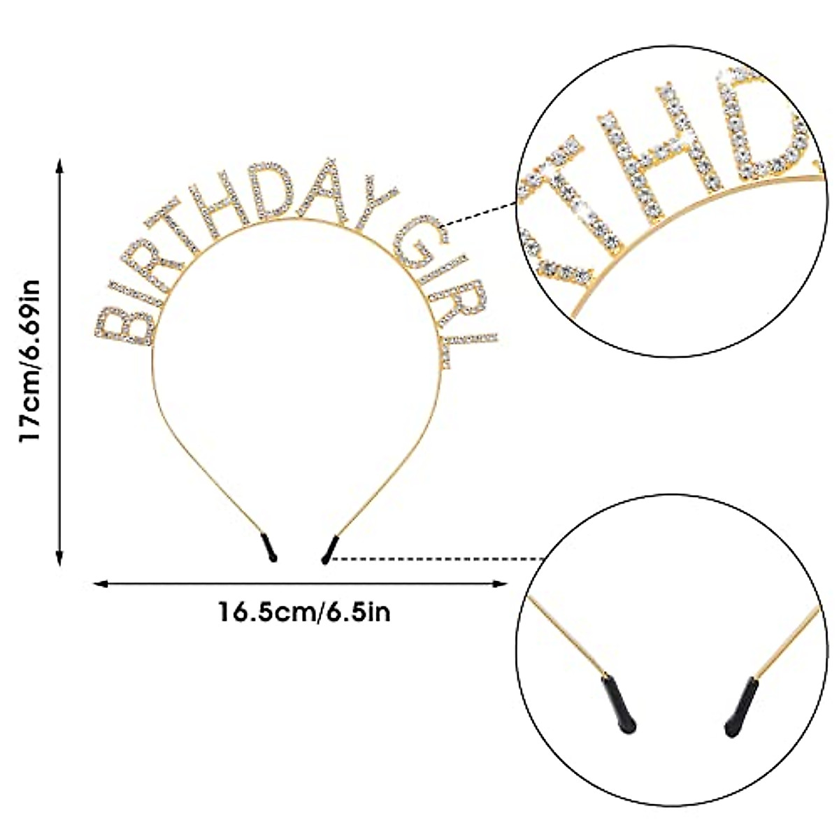 WLLHYF Birthday Crowns Girl Headband Birthday Sash Bling Rhinestone Hair Band Princess Tiara Sweet Happy Birthday Accessories for Women Girls Party Valentine's Day Festival Decorations